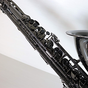 JodyBlues JTS-802 Tenor Saxophone Bb Professional Black lacquered Tenor Sax with Cleaning Cloth，Gloves, Carrying Case, Mouthpiece, Neck Straps,Reeds