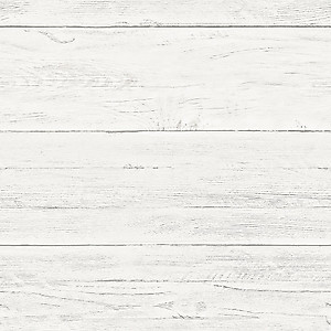 NuWallpaper NU3127 Shiplap Peel Stick Wallpaper, White & Off-White