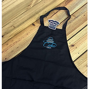 PLACE4PRINT Personalized Chef Apron with Hat Set for chef Embroidered Design - Aprons for Women and Men, Kitchen Chef Apron with 2 Pockets and Long Ties, Adjustable Bib Apron for Cooking, Serving