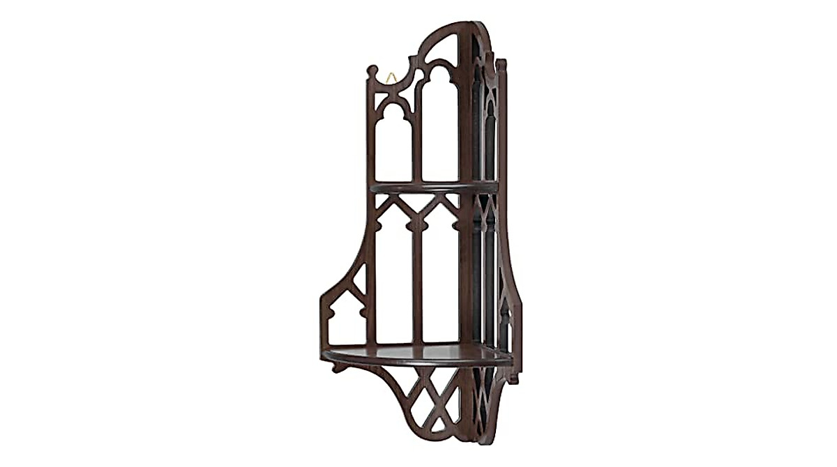 Gothic Corner Shelf by Design Toscano - 25" Walnut Decor