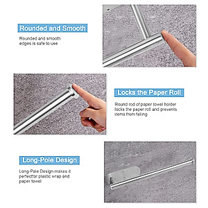 Paper Towel Holder Under Cabinet, DIGHEIGG Self Adhesive or Wall Mount Paper Towel Holder Under Counter Hanging Stand for Kitchen, Bathroom, Home Kitchen Organization(13Inch, Silver)