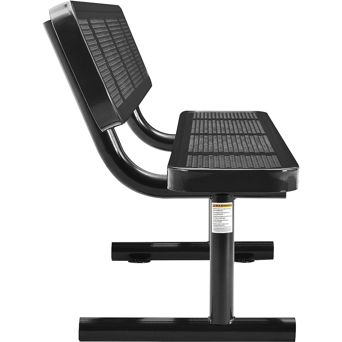 Global Industrial 72" Perforated Metal Outdoor Picnic Bench with Backrest, Black