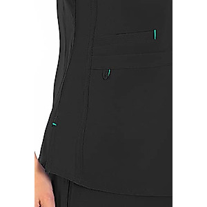 Med Couture Women's 'Energy Collection' Racerback Shirtail Serena Scrub Top, Black, Small