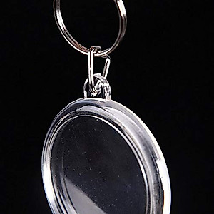 25Pcs 1.42inch Transparent Round Photo Frame Key Chain Photo Picture Logo Inserts Snap-in Keychain Pendant Acrylic Keys Ring Key Holder Organizer Keys Attachments Home Accessories for Women Men