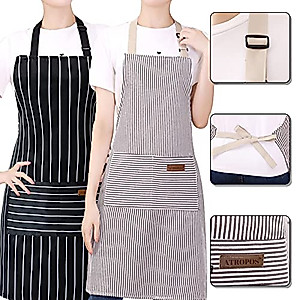 ATROPOS 2 Pcs Aprons for Women with Pockets, Aprons for Men, Womens Kitchen Apron, Cooking Apron Adjustable Bib Chef Apron(Unisex)