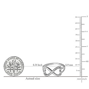 Dazzlingrock Collection 0.15 Carat (Cttw) 14k Diamond Promise Two Double Heart Infinity Love Ring, White Gold, Size 9