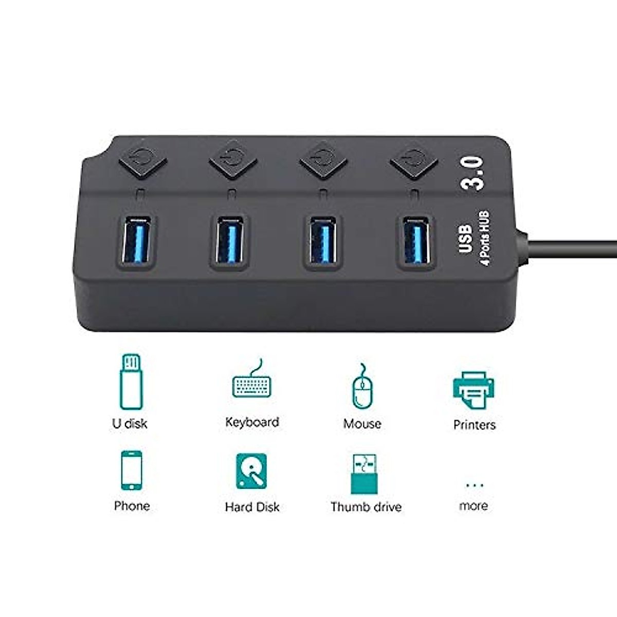 JSANSUI Distributor hub USB3.0 Four-Port HUB with Power Splitter and One-Port 4-Port Hub with PC and Laptop Switches