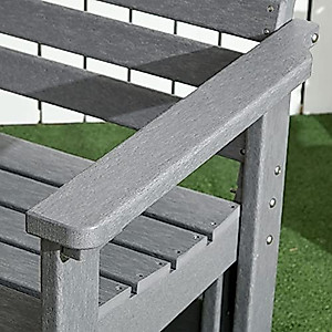 Outsunny 2-Person Outdoor Glider Bench Patio Double Swing Rocking Chair Loveseat w/Slatted HDPE Frame for Backyard Garden Porch, Light Gray