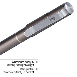 CRKT Collet Pen: Tungsten Carbide Scribe, Grey Anodized Aluminum with Pressurized Ink Cartridge and Pocket Clip TPENWU