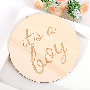 It'S A Boy/Girl Sign,Gender Reveal,Welcome Home Baby Shower Yard Sign (It'S A Girl (Single)),Newborn Photo Prop,The Perfect Round Wooden Welcome Baby Sign (it' a boy)