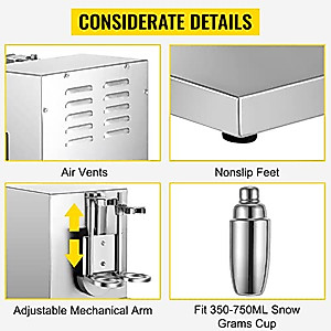 Happybuy Milk Tea Shaker Double Frame Milk Tea Shaking Machine 400r per Minute Stainless Steel Auto Tea Milk Making Machine for Boba Milk Tea