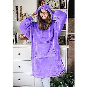 Tirrinia Hoodie Blanket, Wearable Sherpa Blankets, Sweatshirt Dress Cozy Soft Warm Plush Hooded Blanket Gift for Adults Junior Women and Men