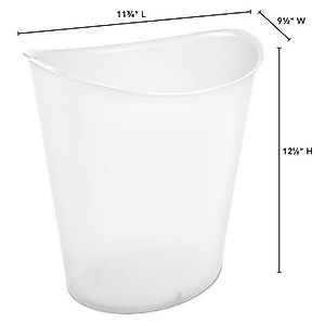 JOEY'Z 3 Gallon Modern Oval Trash Can with Curved Rim - Clear, Plastic, Bathroom, Bedroom, Dorm Room, Kitchen, Office Use