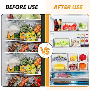 tipatyard Fridge Drawers 4 Pack Clear Pull Out Stackable Food Storage Containers Box Refrigerator Drawer Organizer Bins with Handle