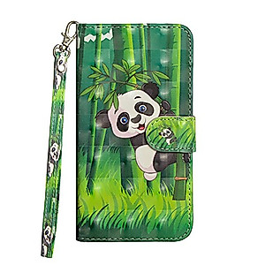 ISADENSER Redmi Note 9 Pro Case Redmi Note 9S Case for Women [Wallet Stand] With Credit Cards Slot Cash Pockets Flip Leather PU Wallet Case for Xiaomi Redmi Note 9 Pro Max / Note 9S 3D Bamboo Panda YX