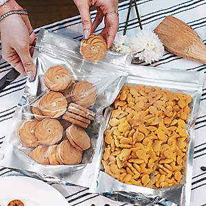 WaldOaks - 100 Pcs Resealable Mylar Bags - 7x10 inch - Ziplock and Heat Sealable Bags - Stand Up Gusseted Food Storage Pouches - Safe Waterproof Packaging Barrier