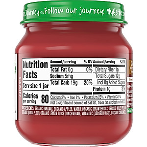 Gerber 2nd Foods Organic for Baby Grain & Grow Baby Food Jar, Banana Apple Strawberry with Millet Quinoa & Cinnamon, 4-Ounce Glass Jar (Pack of 6)