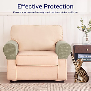 SUBRTEX Stretch Armrest Covers Spandex Arm Covers for Chairs Couch Sofa Armchair Slipcovers for Recliner Sofa with Twist Pins 2pcs (Sand)