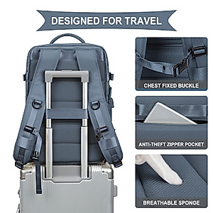 Large Travel Backpack Women, Carry On Backpack,Hiking Backpack Waterproof Outdoor Sports Rucksack Casual Daypack with USB Charging Port Shoes Compartment, Jewel Blue