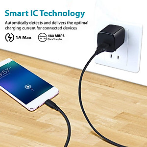 Genuine Charging 1A Wall Kit Upgrade Compatible with Panasonic Lumix CM1 as a Replacement Plus Detachable Hi-Power MicroUSB 2.0 Data Sync Cable! (Black 110-240v)