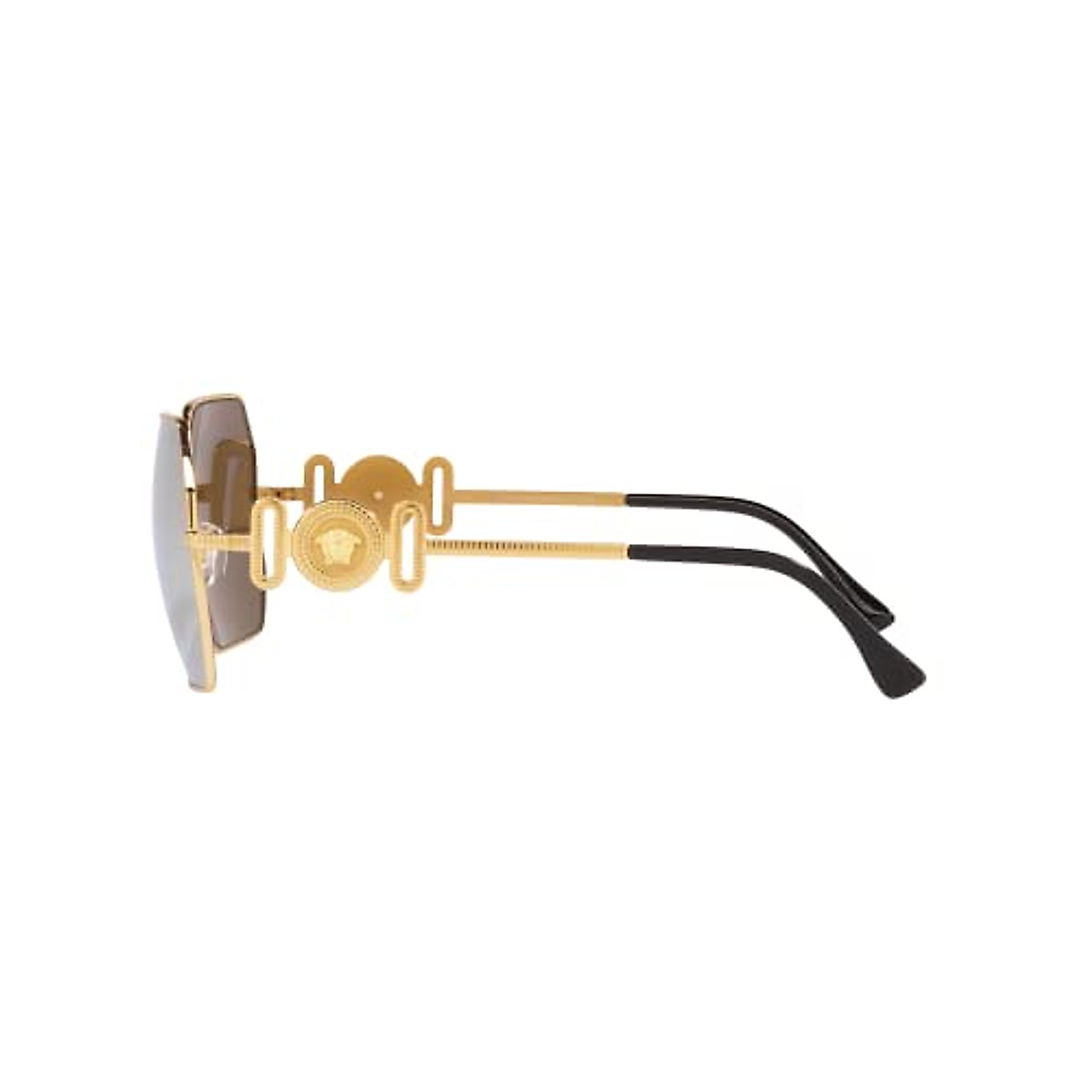 Versace Woman Sunglasses Gold Frame, Brown Mirror Gold Lenses, 58MM