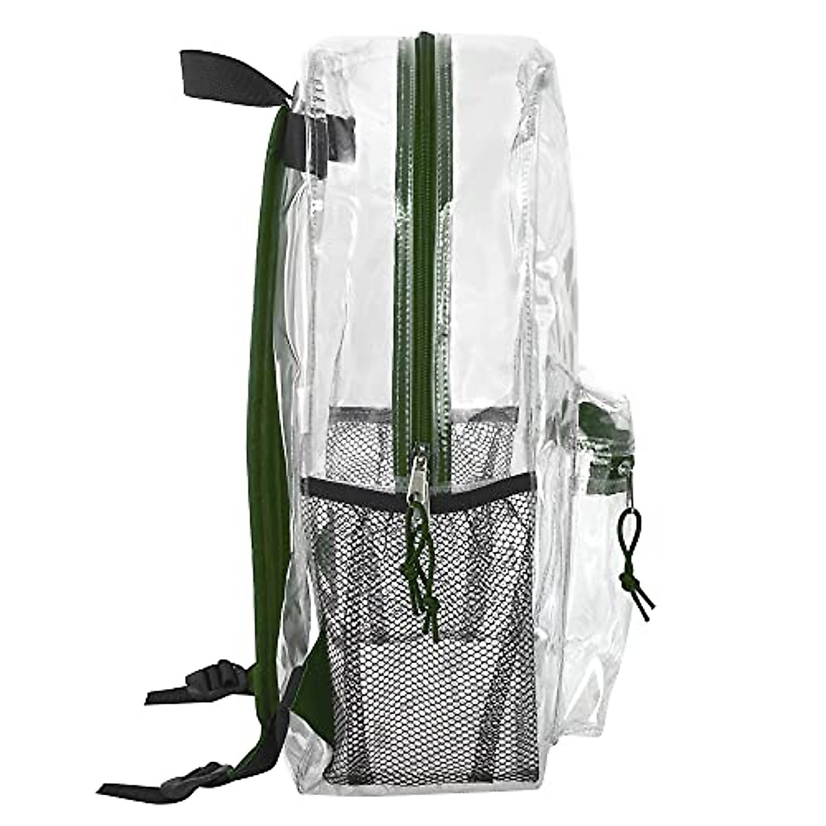 Trail maker Clear Backpack With Reinforced Straps & Front Accessory Pocket - Perfect for School, Security, & Sporting Events (Green) Medium