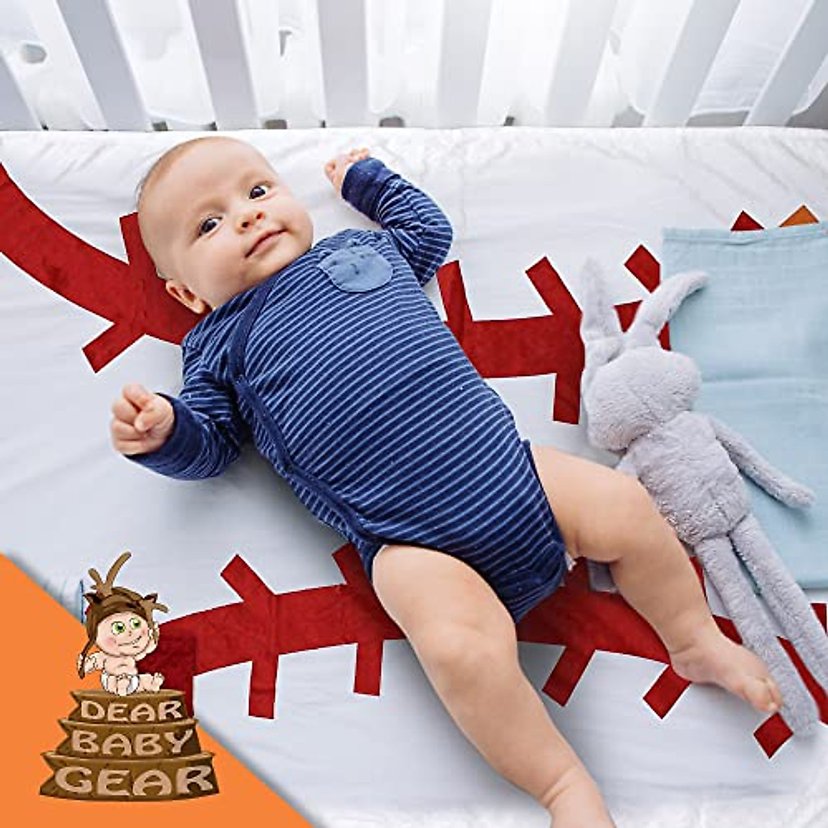 Dear Baby Gear Sports Deluxe Baby Blanket - Double Layer Reversible, Milestone & Infant Gifts for Girls and Boys - Toddler Blankets - Baseball Print, Red Dotted - 40" x 30"