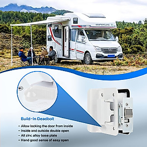 RV Door Lock 2 Pack White Camper Door Lock Travel Trailer Door Latch Zinc Alloy RV Entry Door Latch RV Door Lock Replacement Kit with Keys for Camper Horse Trailer Cargo Hauler