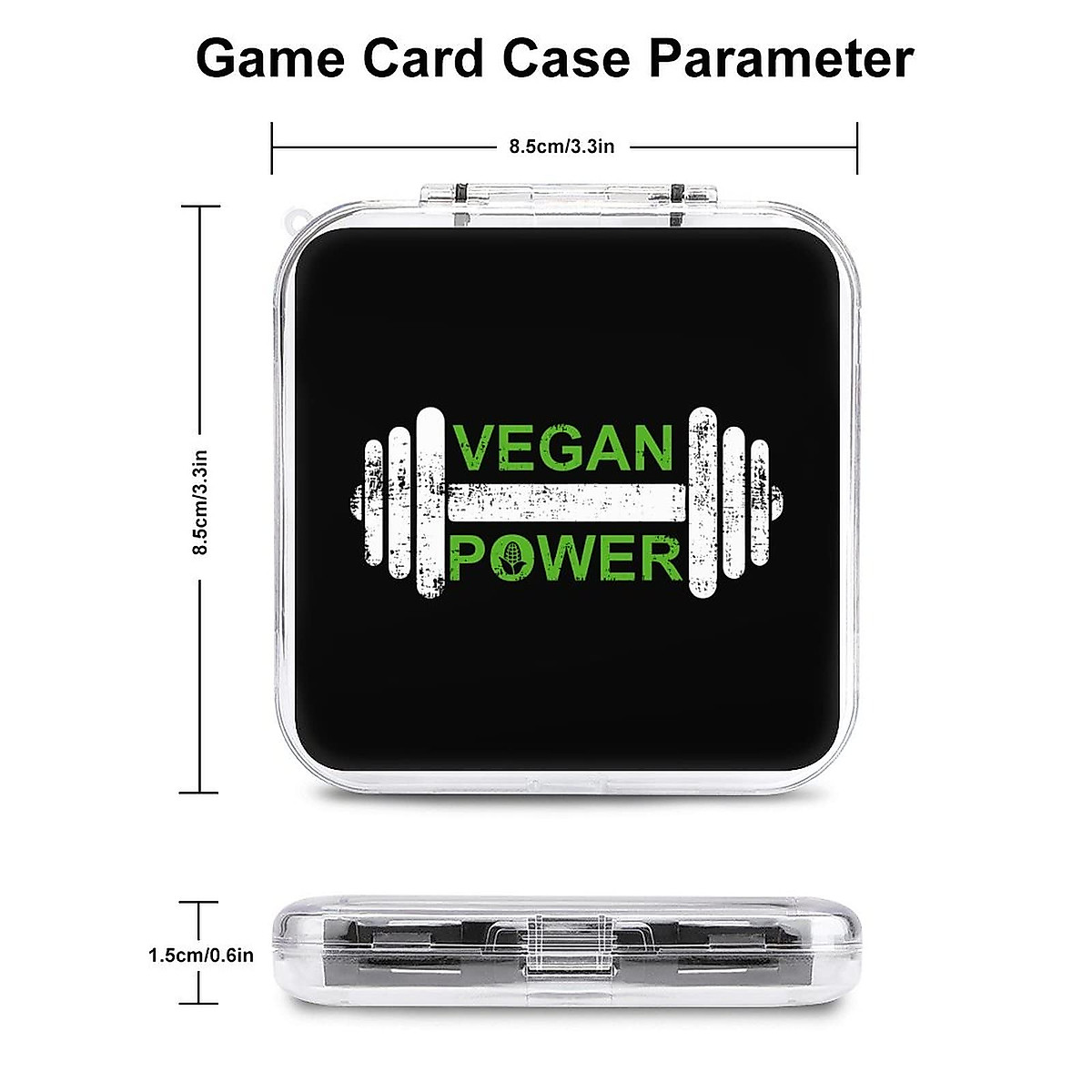 Vegan Power Game Card Storage Case Hard Protective Organizer Box For Nintendo Switch (12 Slot Clear Shell)