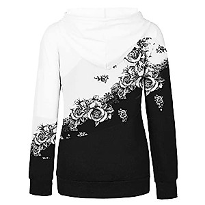 Aniywn Women's Tie Dye Color Block Long Sleeve Hoodies Floral Printed Pullover Drawstring Sweatshirt Tops for Fall Winter