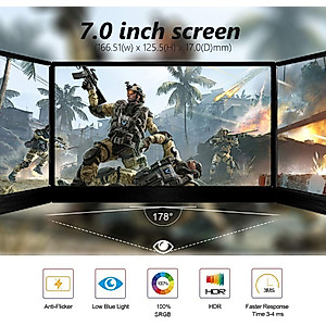 JUN-ELECTRON for Raspberry Pi 4 Portable Monitor 7.0 inch Screen - IPS Capacitive Display 1024x600, Second Screen with Laptop, Mini HDMI - Compatible with RPi, for PS4 etc, with Leather Holder Case
