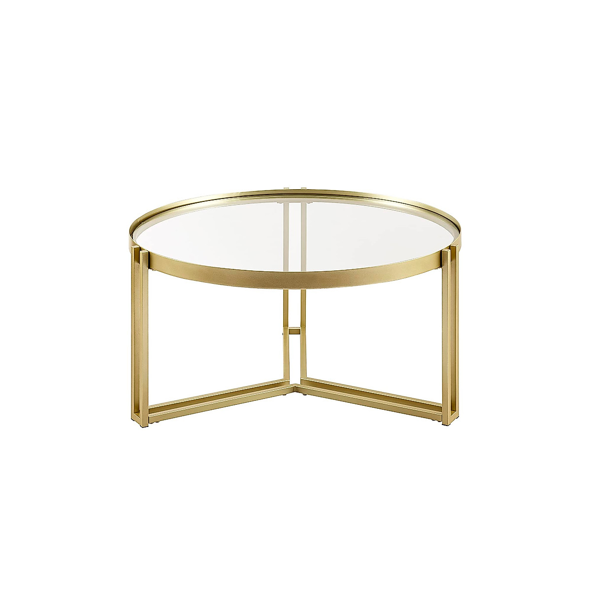 Walker Edison Taylee Contemporary Metal and Glass Coffee Table, 33 Inch, Gold