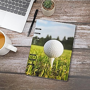 Golf Sport Notebook Cover 6-Ring Binder Portable Planner Book Loose-Leaf Cover for Home Office