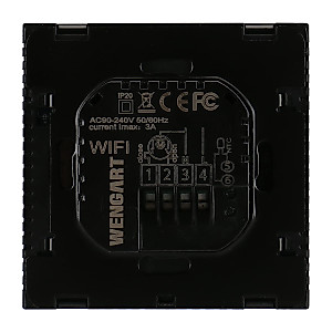 Wengart® WiFi Smart Thermostat WG603,Heat Only AC90-240V Max3A 2.4GHz Wi-Fi APP TUYA for Radiant Floor Heating,Compatible with Alexa Echo/Google Home Black