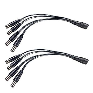 2-Pack: SuperTerrific 1 to 4-Way DC Power Splitter Adapter Cable. 4 Wire Cord for CCTV Security Camera 5.5x2.1mm 5.5mm x 2.1mm, EXT12V3M
