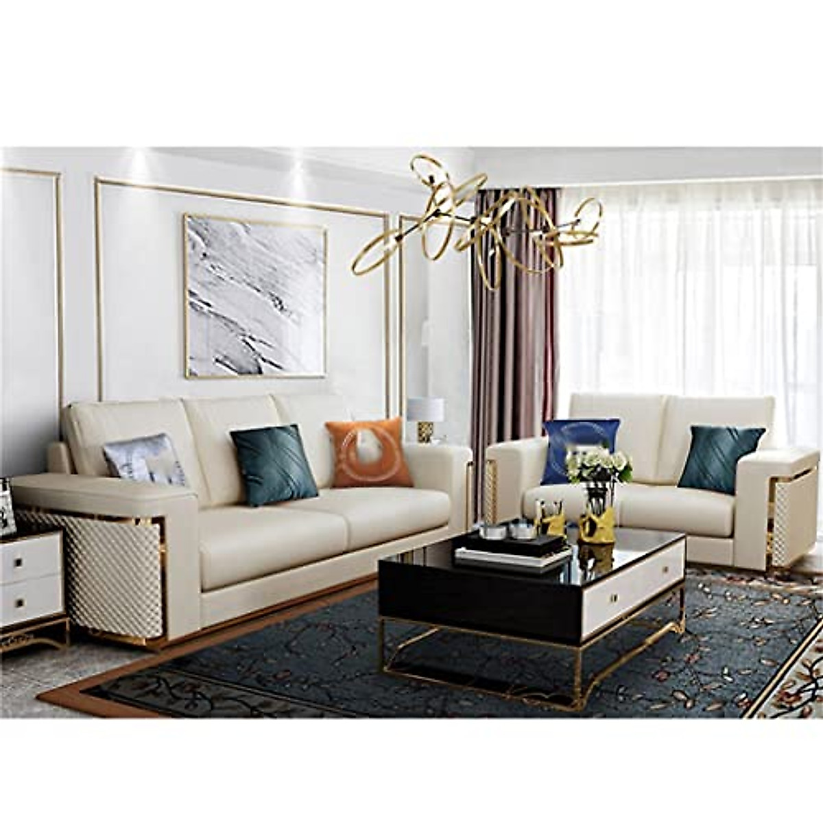 BHVXW Living Room 3 Seat Lounge Sofa Mid-Century Sofa Modular Furniture First Floor Upholstered Leather Sofa