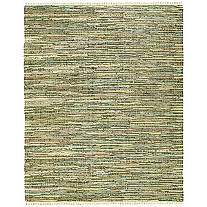 SAFAVIEH Rag Rug Collection 6' x 9' Light Green/Multi RAR127D Handmade Boho Stripe Cotton Area Rug