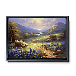 Enchanting Texas, Native Texas Hill Country Bluebonnet Landscape - Fine Art Print Mounted in a White Mat Board
