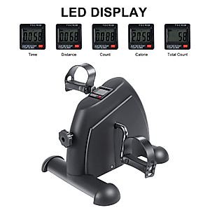 YSSOA Pedal Exercise Bike, Under Desk Bike Pedal Exerciser, Portable Mini Exercise Bike for Arms and Legs Workout, Resistance Adjustable, Lightweight Size for Saving Space,Black