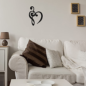 Amyhill Heart Music Wall Decor Musical Notes Wooden Music Wall Decorations Music Symbol Hanging Wall Sign Aesthetic Art for Music Room Home Wedding Present Bedroom Living Room Dining Room