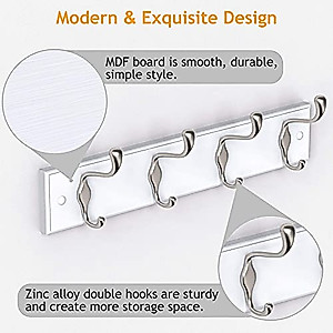 AMADA HOMEFURNISHING Coat Rack Wall Mount 2 Pack, Coat Hooks Wall Hooks Coat Hangers for Wall, Hat Racks Hooks for Hanging Coats Wall Mounted, White