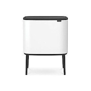 Brabantia Bo Touch Top Trash Waste/Recycling Garbage Can, 1 Inner Bucket (9.5 Gal), White