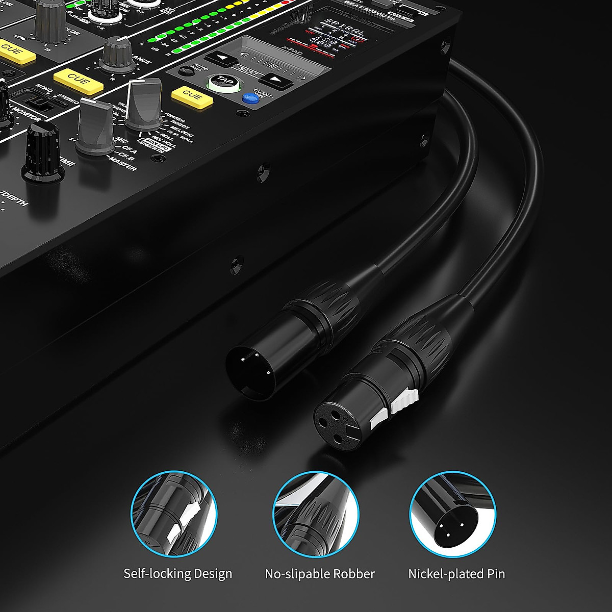 Yinker XLR Microphone Cable Male to Female 5 Feet 2 Pack, 3 Pin XLR Male to Female Mic Cord, Oxygen-Free Copper(OFC) for Audio and Sound Equipments