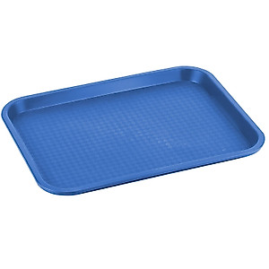 MAHIONG 15 Pack 14 x 10 Inch Blue Large Fast Food Tray, Rectangular Plastic Cafeteria Trays Restaurant Serving Trays, School Lunch Trays