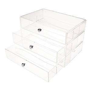 Simply Tidy Three Drawer Washi Tape Storage Keeper Organize Arts & Crafts, Embellishments, Washi Tape, Jewelry - Clear, 1 Pack