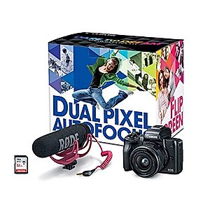 Canon EOS M50 Video Creator Kit with EF-M15-45mm Lens, Rode VIDEOMIC GO, and 32GB Sandisk Memory Card - Black (Renewed)