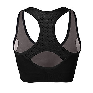 Match Racerback Sports Bras for Women – Padded Seamless Strappy Workout Tops for Yoga Gym Runing Fitness Sports Bras (1 Pack of 3(Black), Medium)