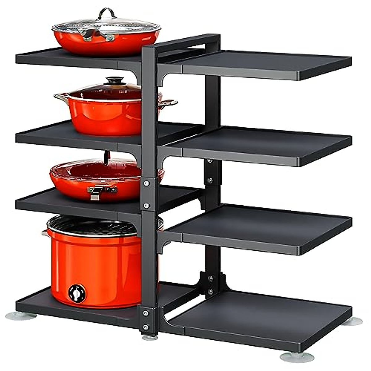 Pots and Pans Organizer for Cabinet, 8 Tier 21” Adjustable Cabinet Pan Organizer Rack Heavy Duty Pot Rack for Kitchen Storage, Snap-on Pot Pan Organizer with Panels for Stockpot and Steamer (Square)