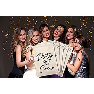 Dirty 30 Crew Gift Bags, Birthday Party Pouches With Drawstring, Party Wedding Favors, Supplies, Decoration - 5 Pcs per Pack(A12)
