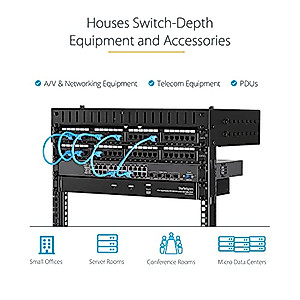 StarTech.com 2-Post 12U Heavy-Duty Wall Mount Network Rack, 19" Open Frame Server Rack with Adjustable Depth, Wall Mount Data Rack for IT / AV / Patch Panel / Computer Equipment (RK12WALLOA)